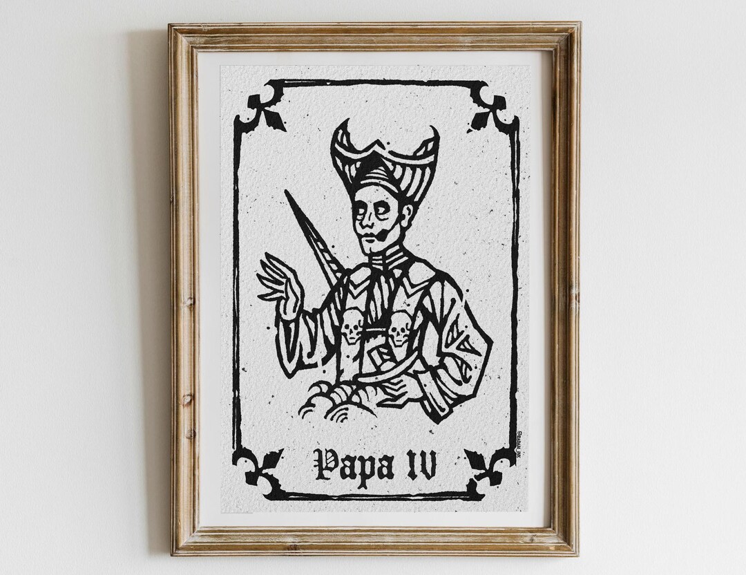 Papa 4 - Ghost - Medieval Etching - Woodcut - Art Print - A5 - Etsy