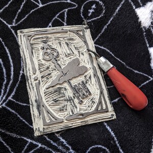 Gothic Heart Key - Hand Printed Linocut - Art Print - Medieval Style ...