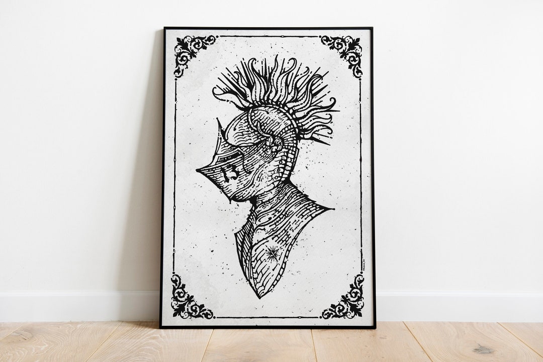 Medieval Knight's Helmet - Art Print - A4 - Etsy