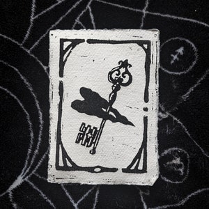 Gothic Heart Key - Hand Printed Linocut - Art Print - Medieval Style ...