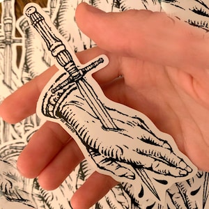 Hand & Dagger - Medieval Etching Style - Vinyl Decal Sticker - Etsy