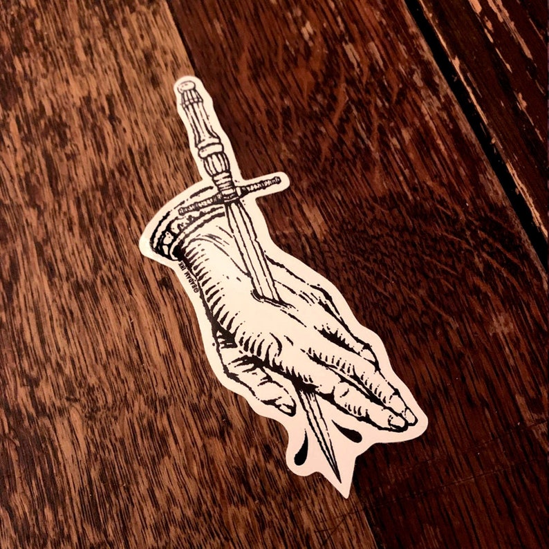 Hand & Dagger - Medieval Etching Style - Vinyl Decal Sticker - Etsy