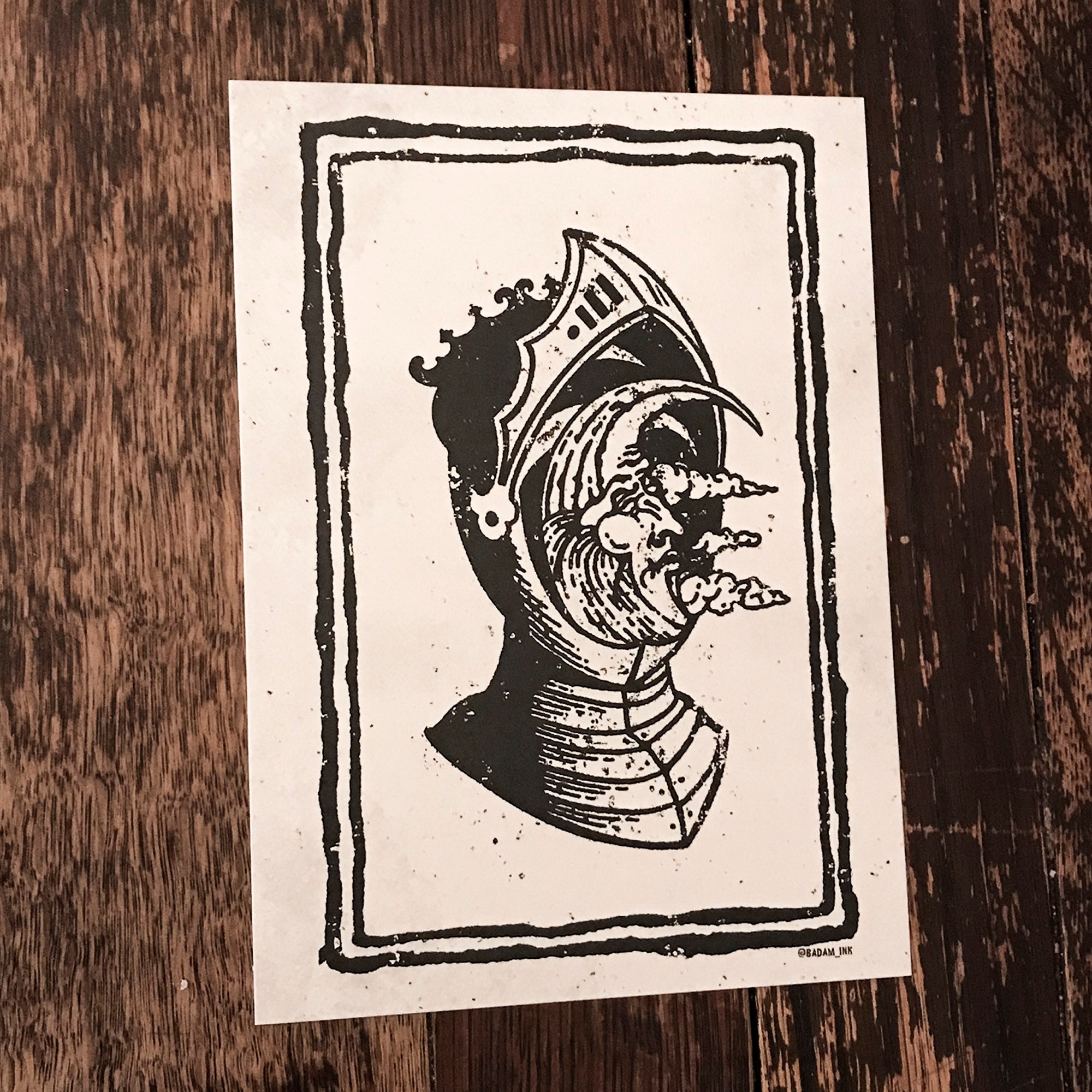 Moon Knight Medieval Etching Style Art Print A5 | Etsy UK