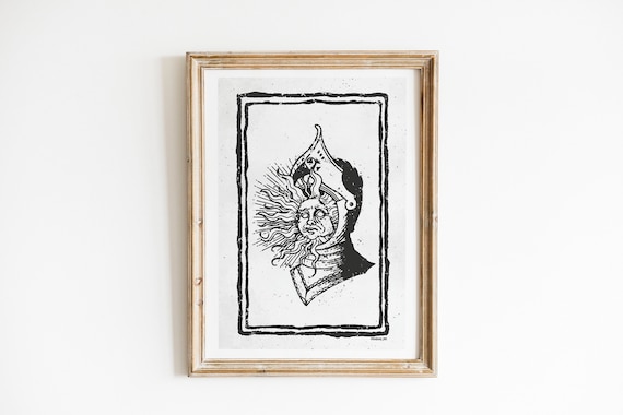 Sun Knight Medieval Etching Style Art Print A5 | Etsy