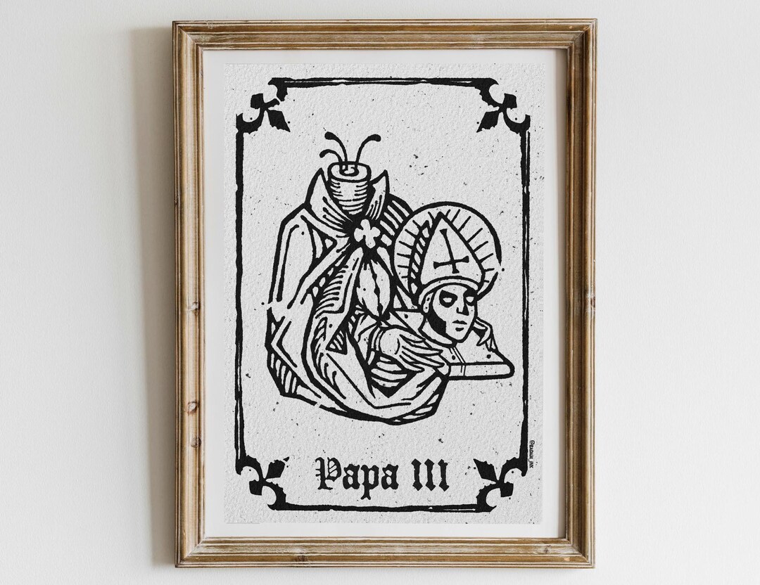Papa 3 - Ghost - Medieval Etching - Woodcut - Art Print - A5 - Etsy