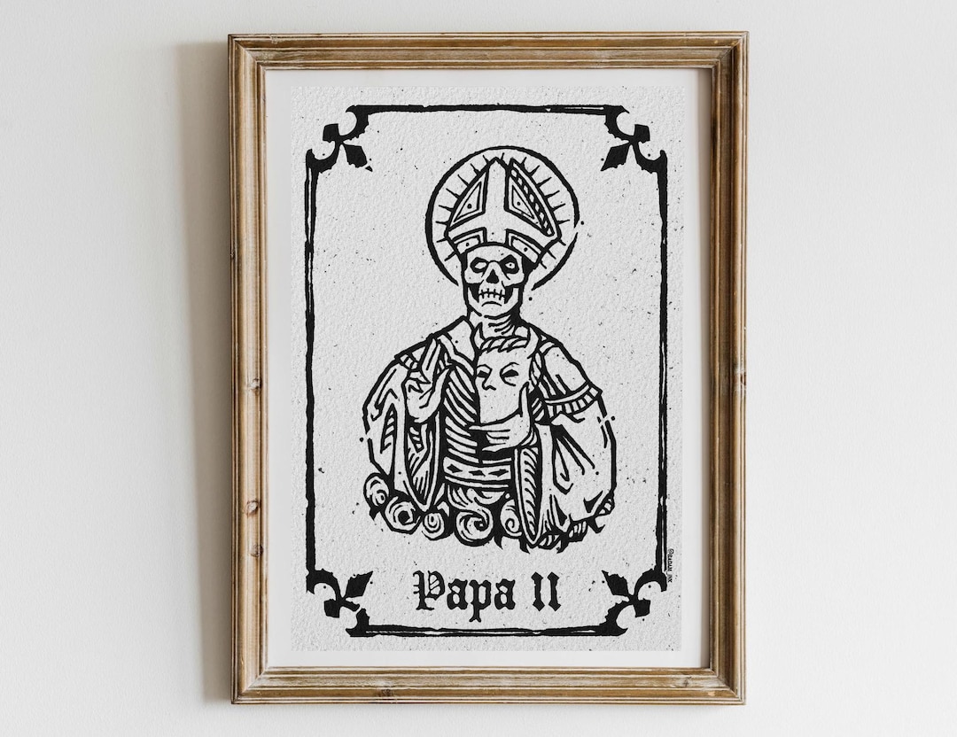 Papa 2 - Ghost - Medieval Etching - Woodcut - Art Print - A5 - Etsy