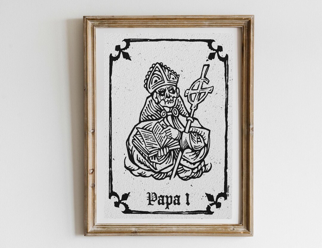 Papa 1 - Ghost - Medieval Etching - Woodcut - Art Print - A5 - Etsy