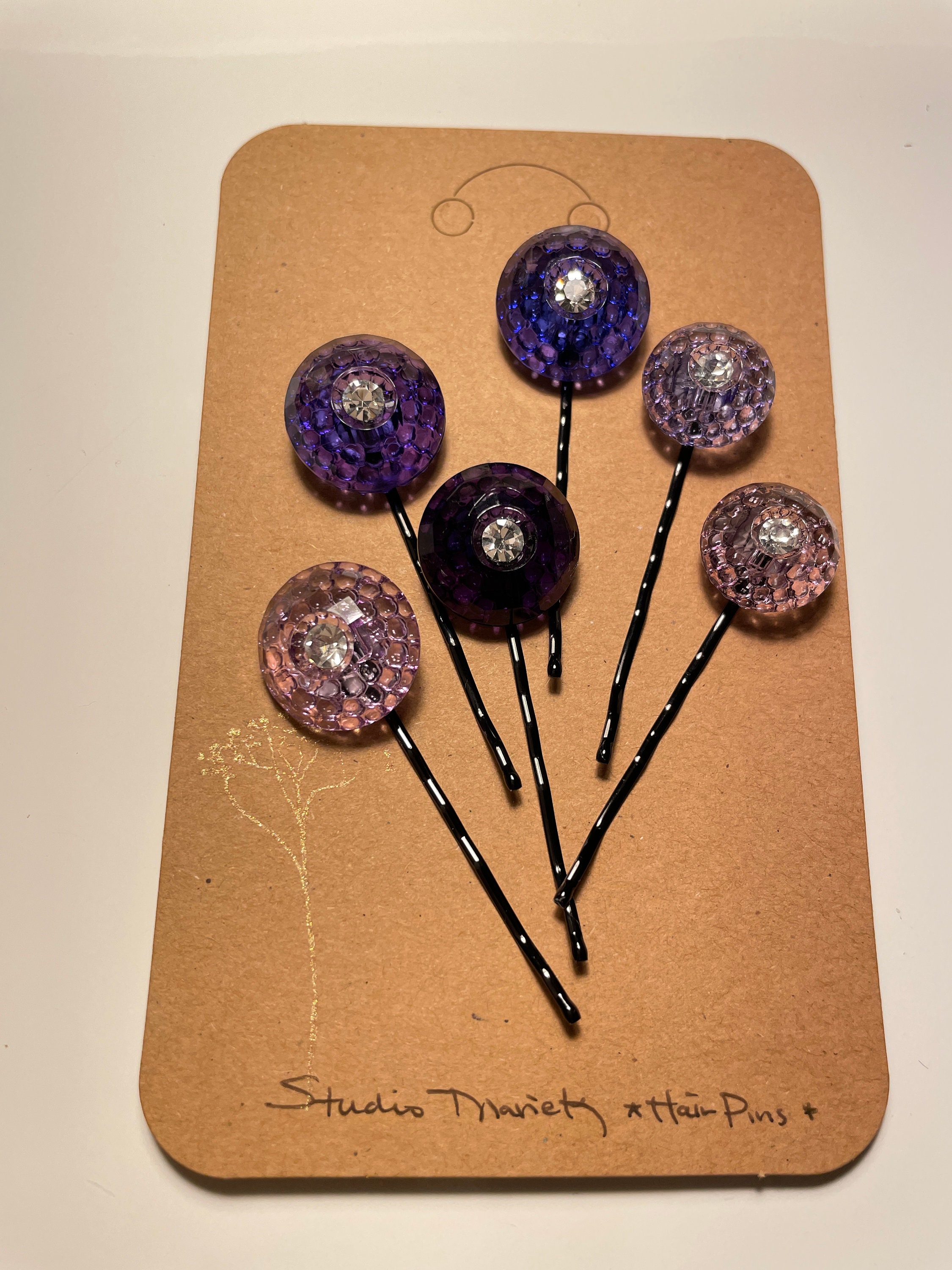 Purple Love Assorted Acrylic Crystal Button Bobby Pins - Etsy