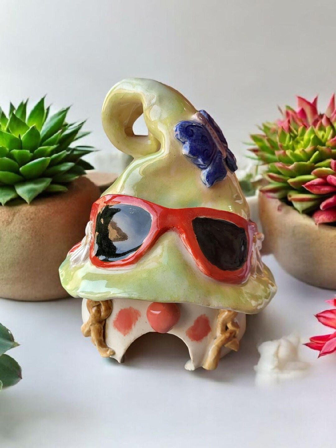 Hand Built Pottery Toad House With Shades - Etsy