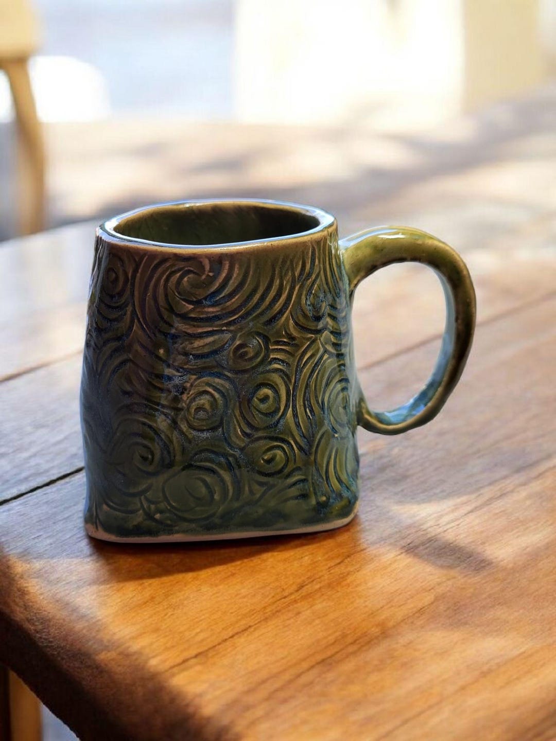 Hand Built Pottery Squared Mug Swirl - Etsy
