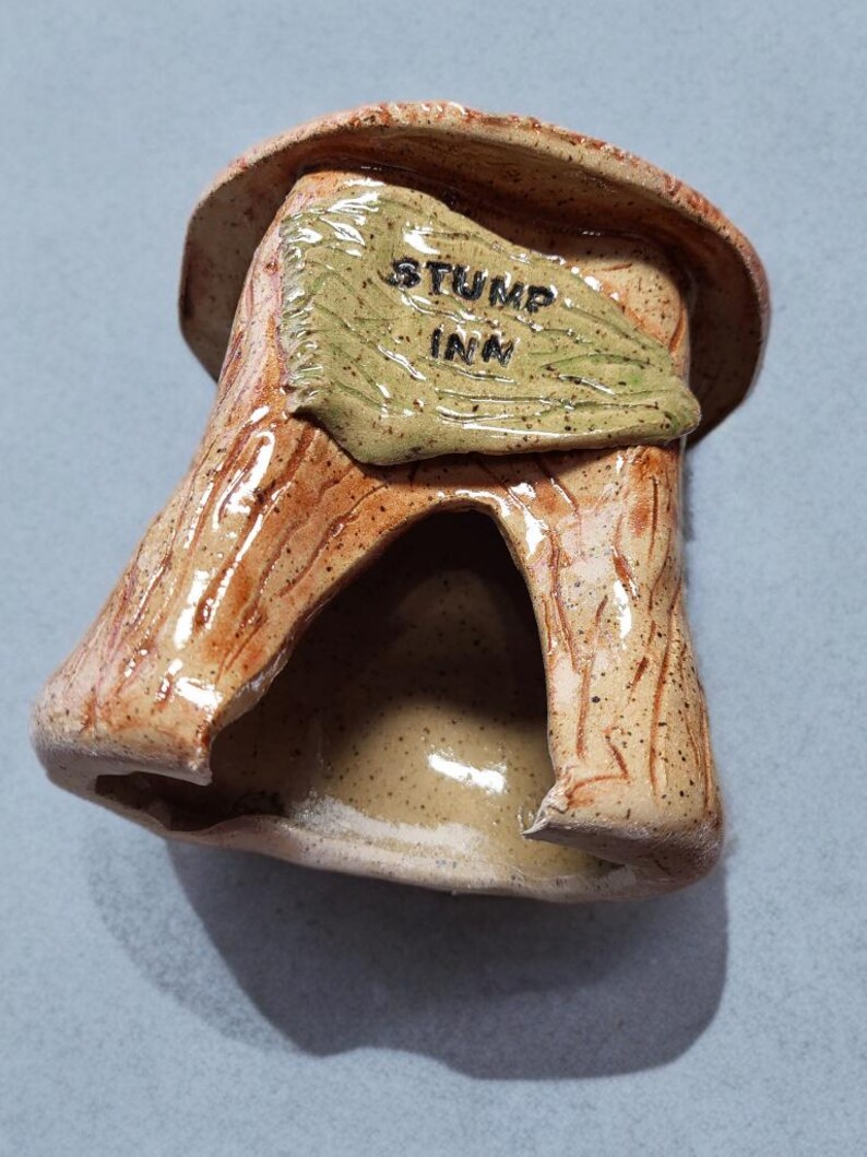 Hand Built Pottery Garden Toad House Tree Stump - Etsy
