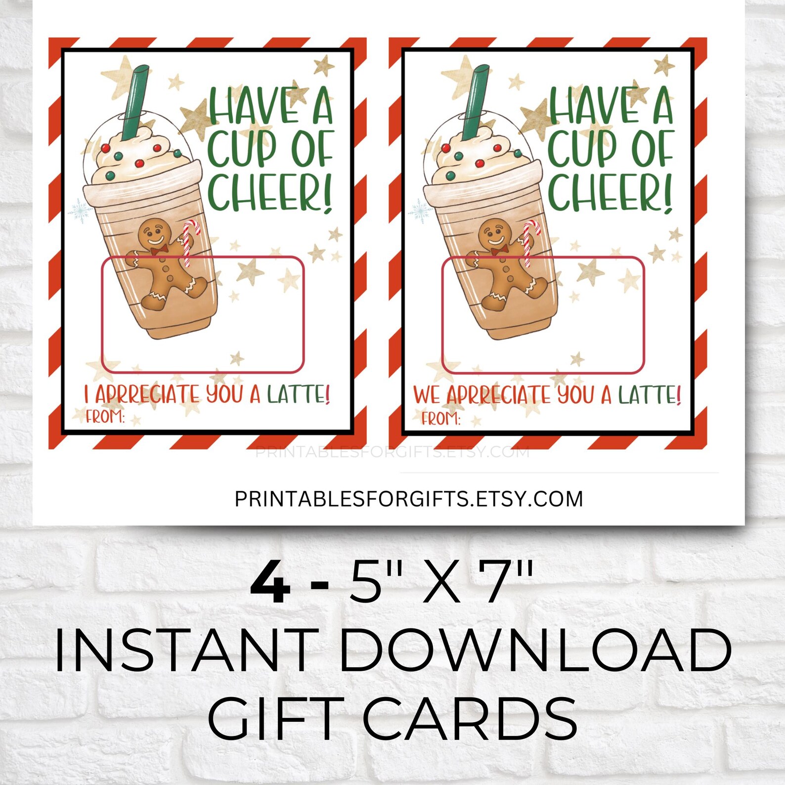 Printable Christmas Gift Card Holder, Teacher Christmas Gift, Thank You ...