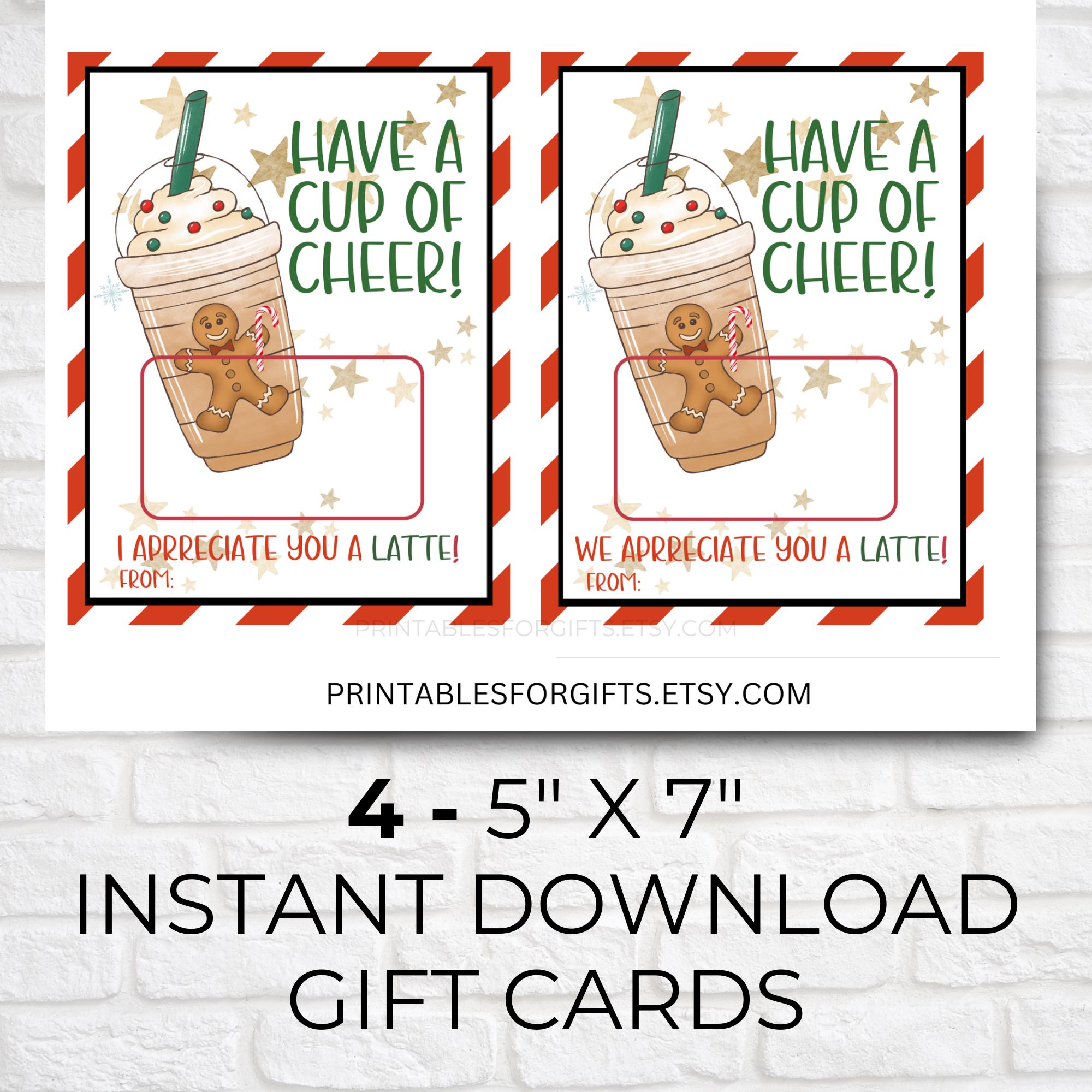 Printable Christmas Gift Card Holder, Teacher Christmas Gift, Thank You ...