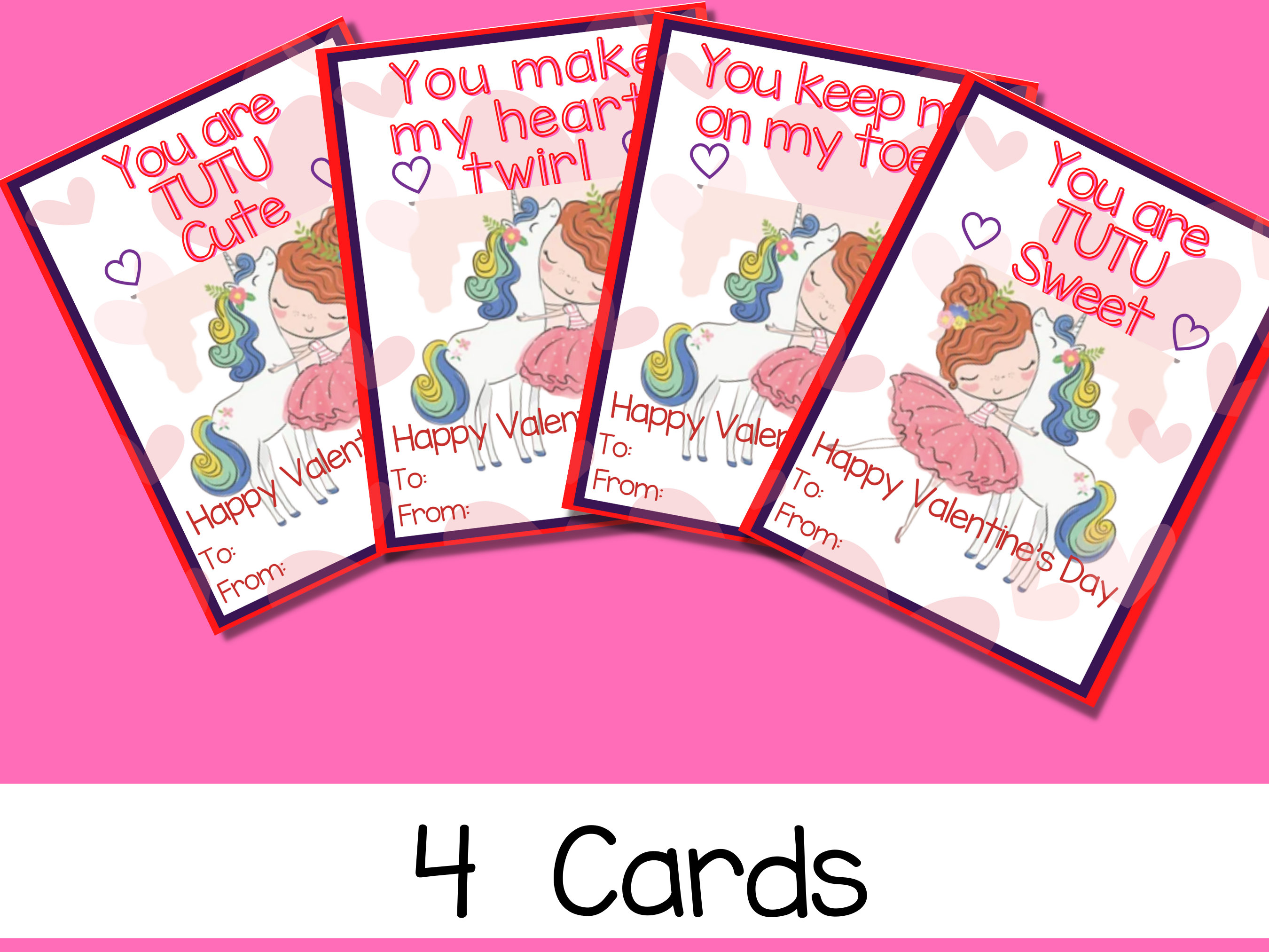 Unicorn Valentine, Printable Valentine, Classroom Valentines, Class ...