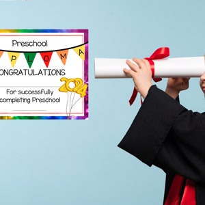 Preschool Diploma, Graduation Diploma, Printable Certificate, Class of ...