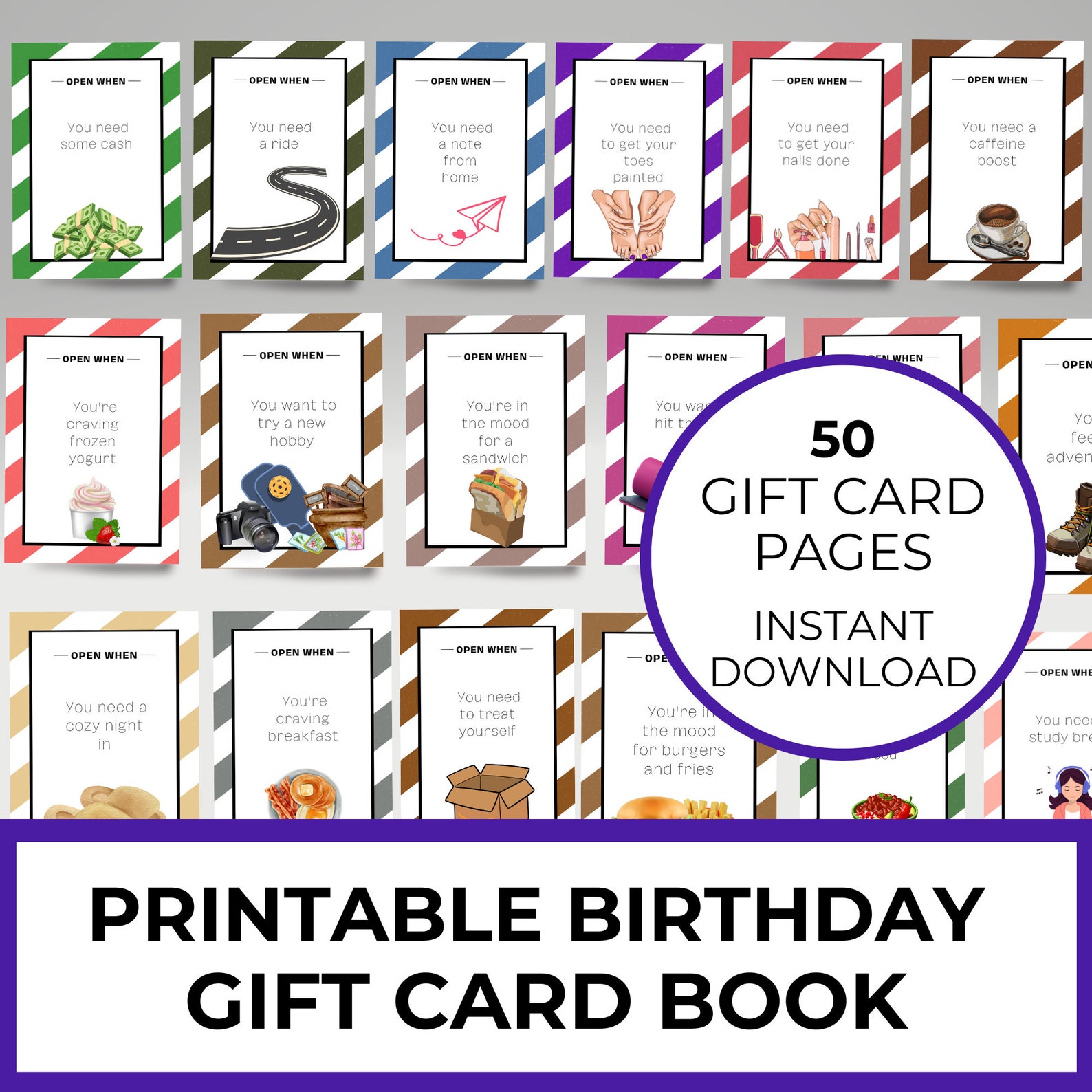 Birthday Gift Card Book, Printable Gift Card Holder Book, Photo Album ...