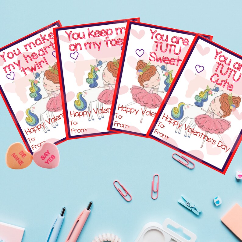 Unicorn Valentine, Printable Valentine, Classroom Valentines, Class ...