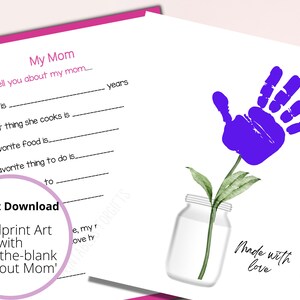 Birthday Handprint Art Print Printable Set, Handprint Gift for Mommy ...