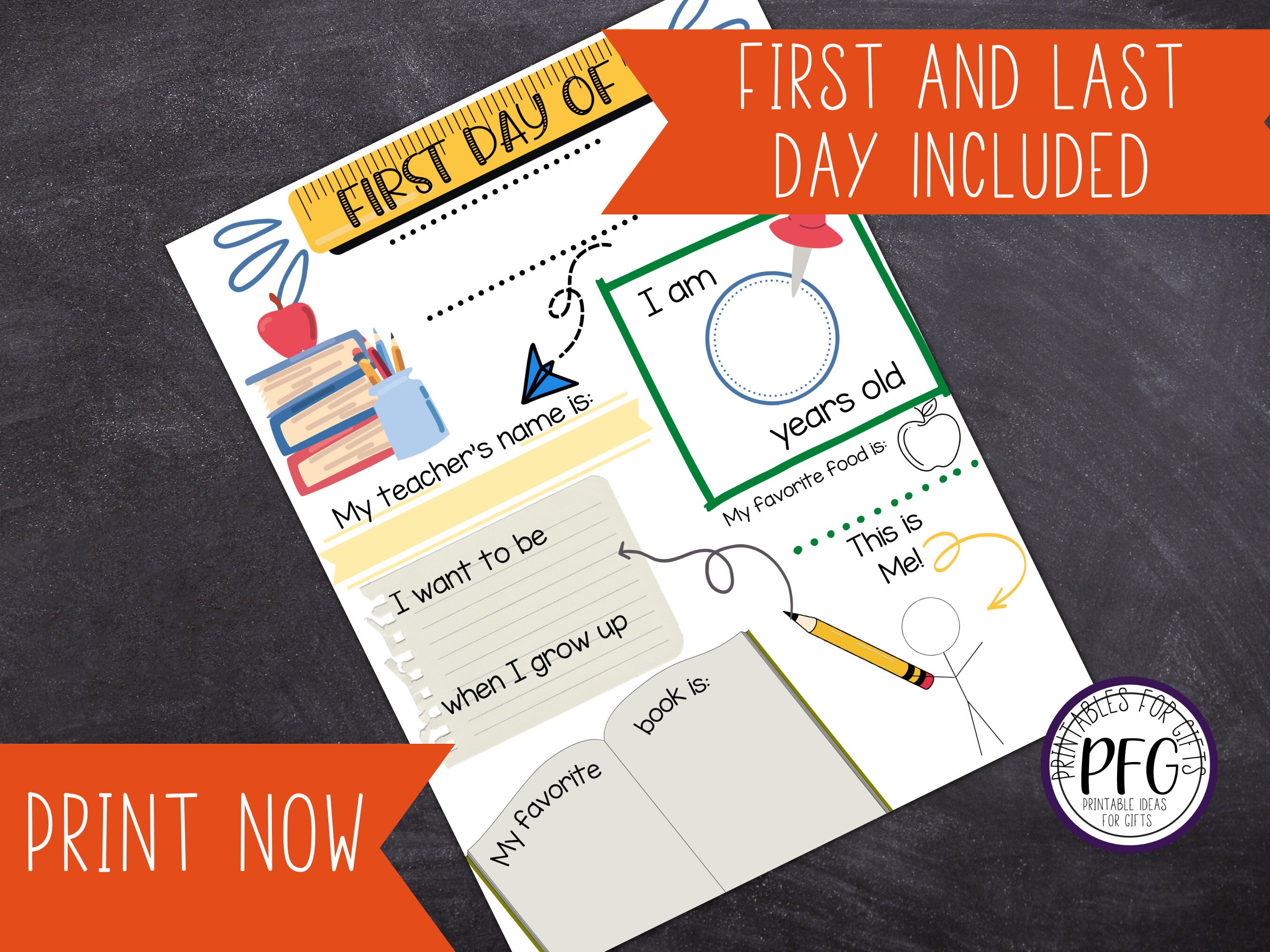 First and Last Day All About Me, First Day School Sign Fill in the ...
