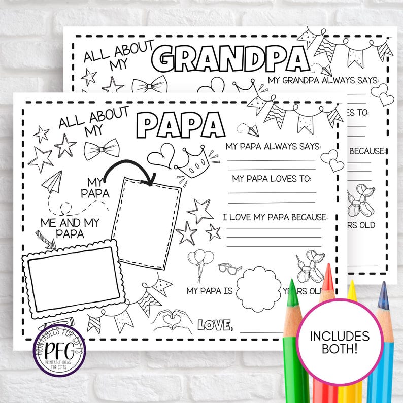 Grandparents Day Activity for Grandpa, All About Papa Printable ...
