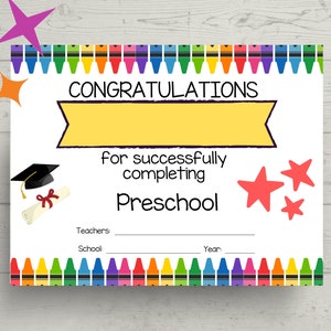 Grade School Diploma Printable Graduation Sign, Preschool Certificate ...