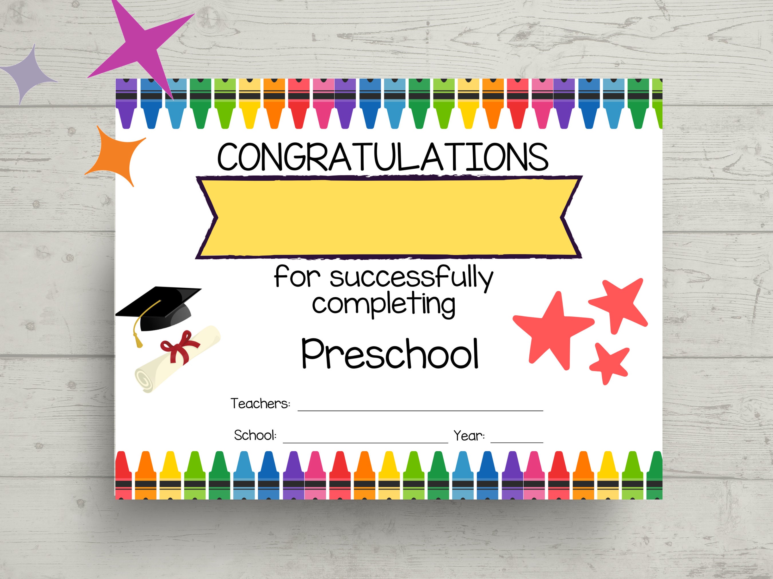Grade School Diploma Printable Graduation Sign, Preschool Certificate ...