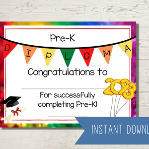 Preschool Diploma, Graduation Diploma Prek, Preschool Graduation ...