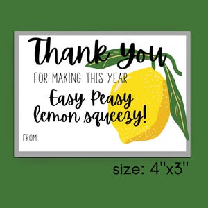 Lemon Gift Tag, Teacher Appreciation Week, Printable Thank You Tag, End ...