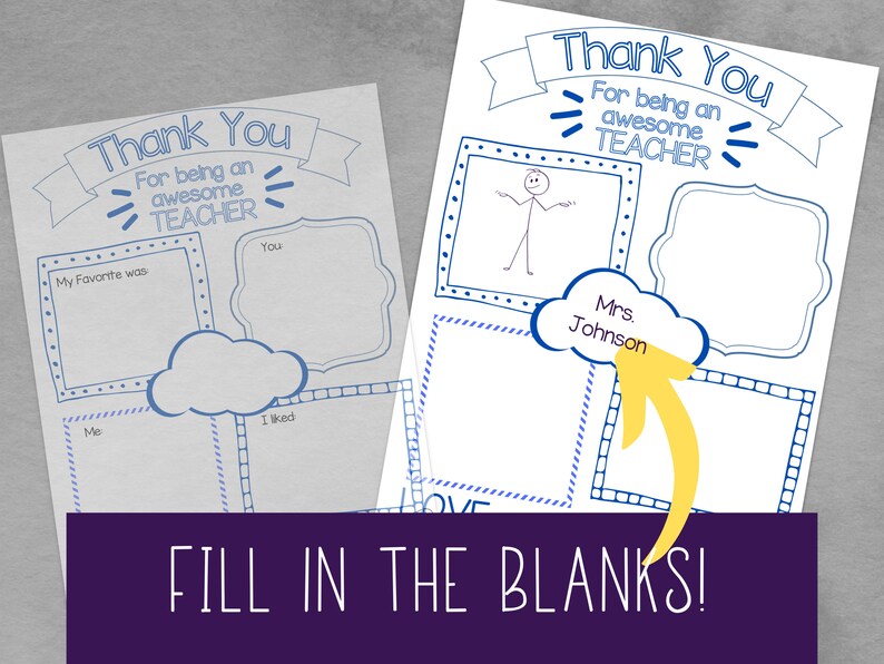 Teacher Appreciation Printable Fill in the Blank Teacher Gift - Etsy