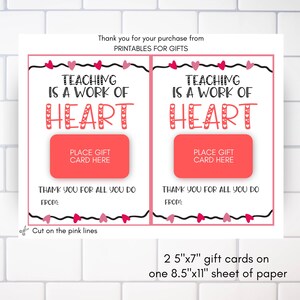 Valentine for Teacher, Printable Teacher Appreciation Gift Card Holder ...