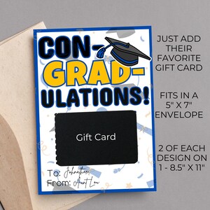 Graduation Gift Card Holder, Printable Congratulations, College Care ...