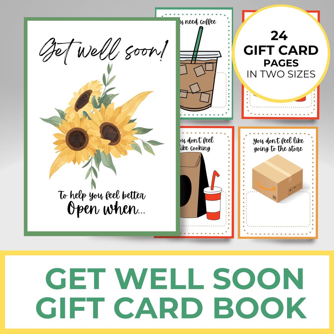 Gift Card Book Printable Get Well Soon Gift Card Holder, Cheer up Card ...
