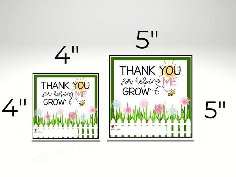 Thank You for Helping Me Grow Tags Printable, Teacher Appreciation ...