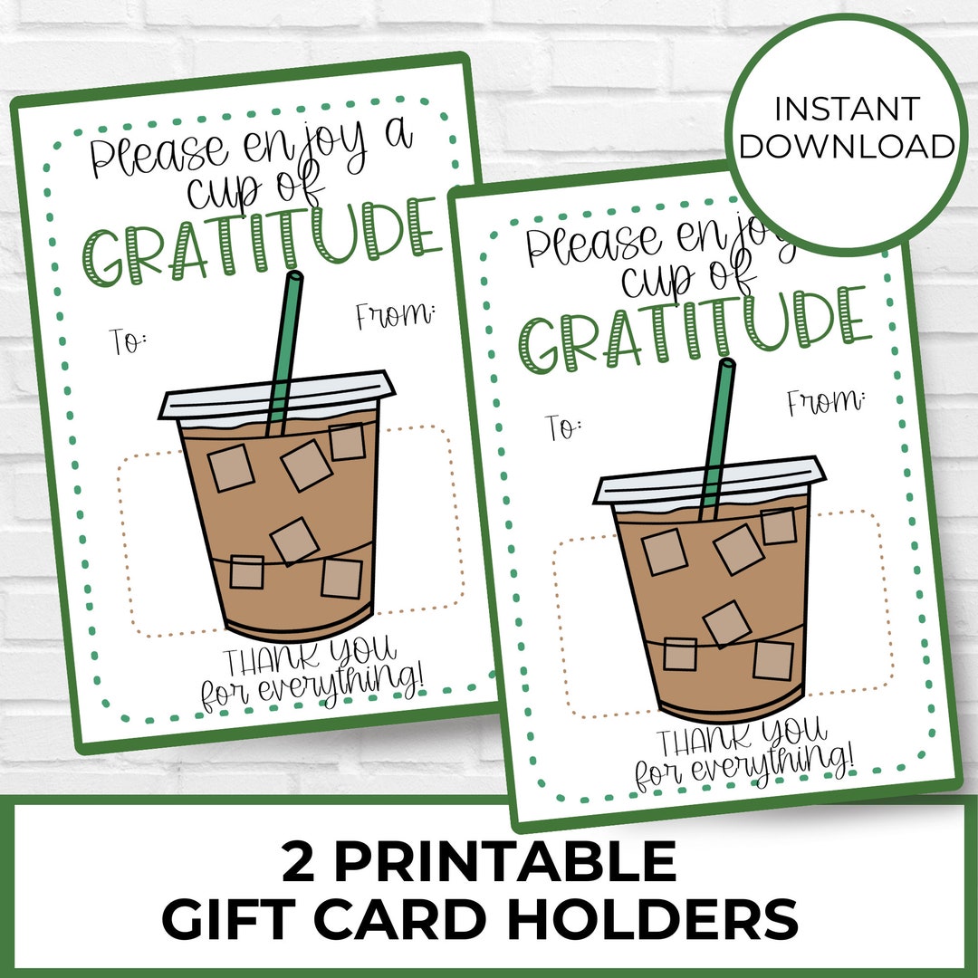 Cup of Gratitude, Coffee Gift Card Holder, Happy Coffee Greeting Card ...