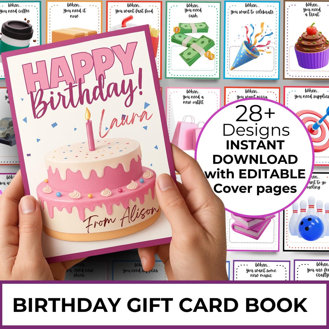 Printable Birthday Gift for College Student, Birthday Gift Card Book ...