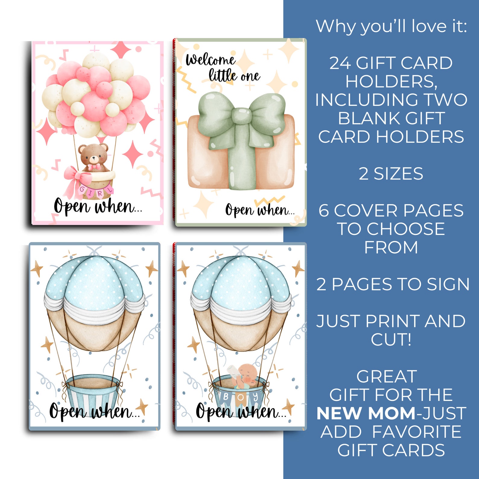 New Mom Gift Card Book, Printable Gift Card Holder, Baby Shower Gift ...