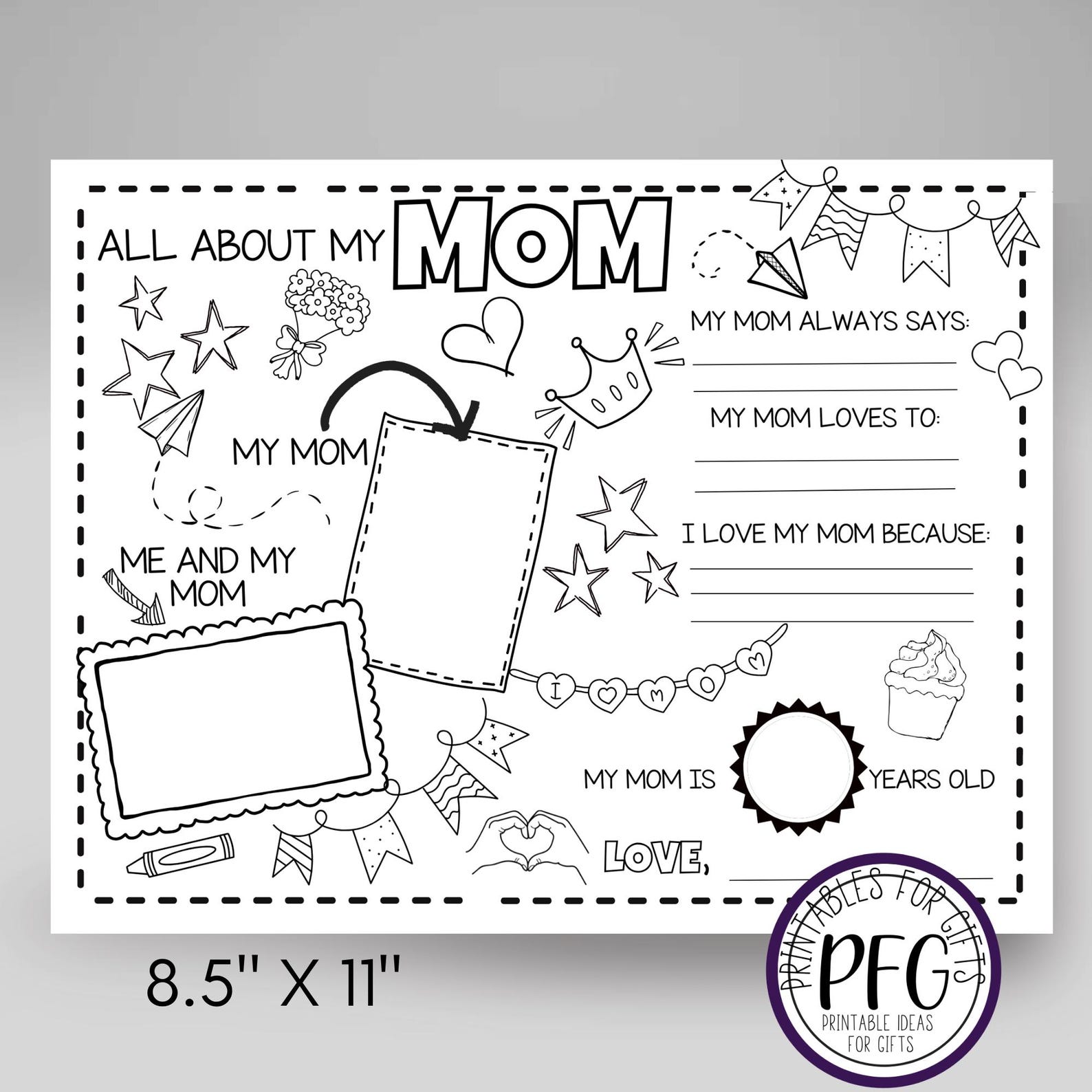 Mother's Day Coloring Page, Printable Birthday Craft Idea Gift From ...