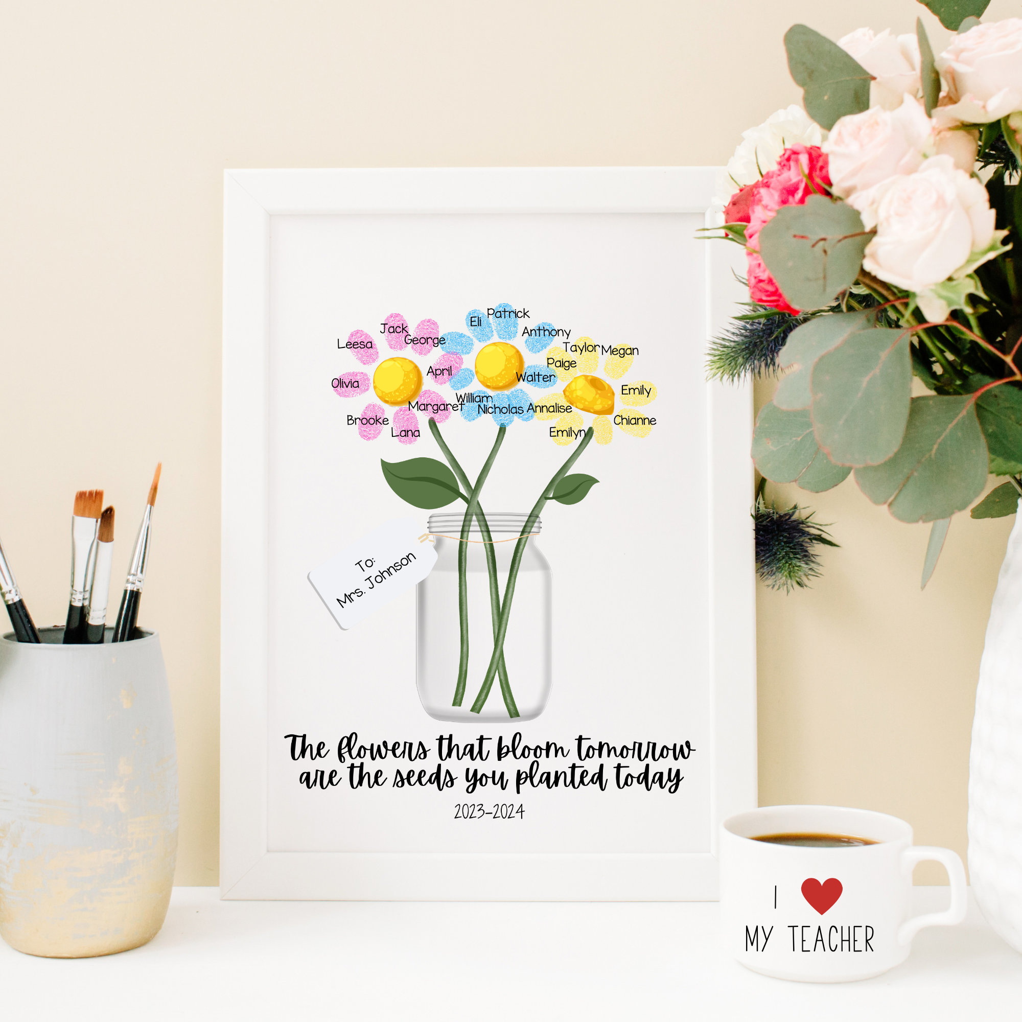 Thank You Teacher Appreciation From Kids, Printable Fingerprint Art ...