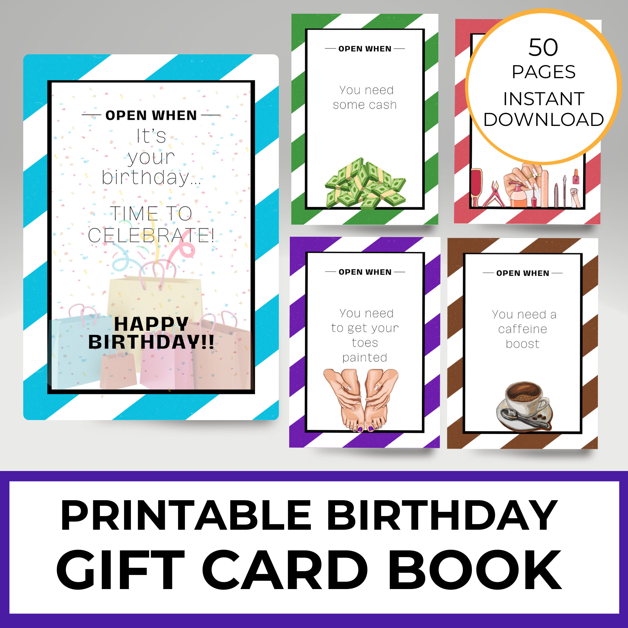 Birthday Gift Card Book, Printable Gift Card Holder Book, Photo Album ...