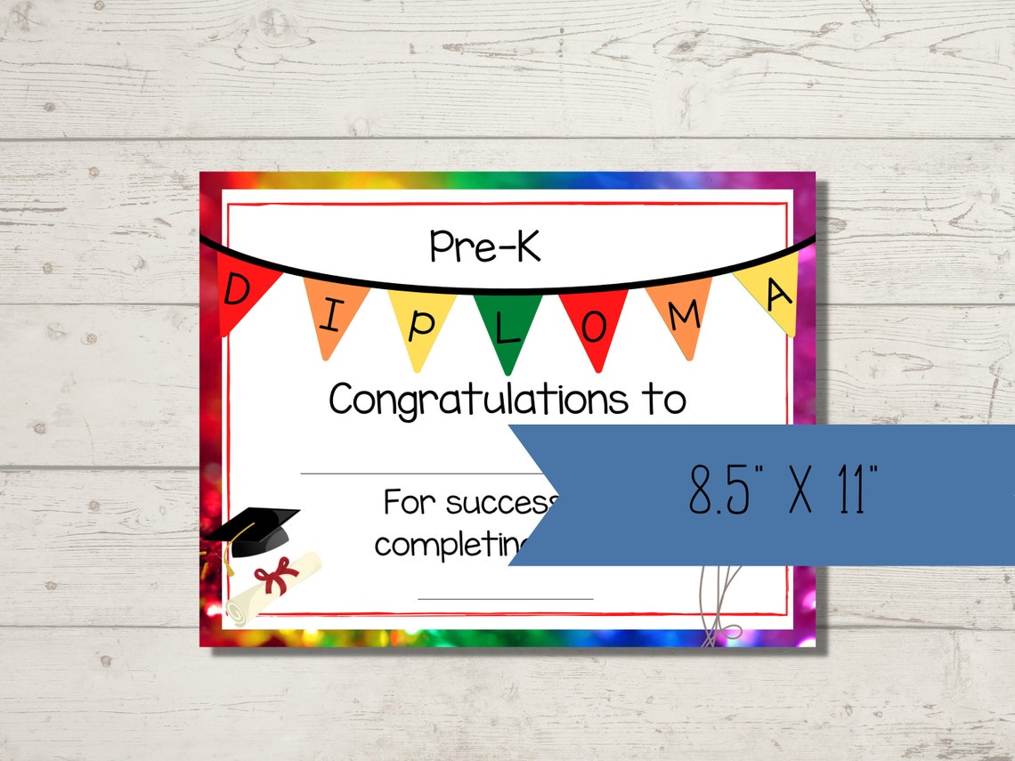 Preschool Diploma, Graduation Diploma Prek, Preschool Graduation ...