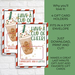 Printable Christmas Gift Card Holder, Teacher Christmas Gift, Thank You ...