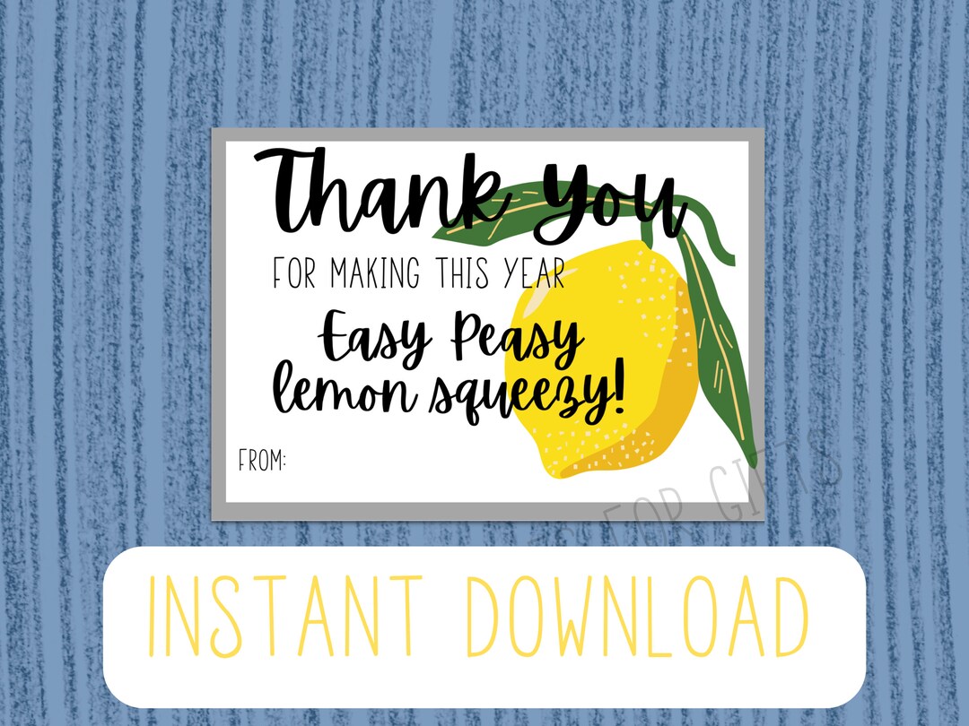Lemon Gift Tag Teacher Appreciation Week Printable Teacher - Etsy