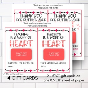 Teacher Valentine Gift Card Holder: Printable Thank You Gift (digital ...