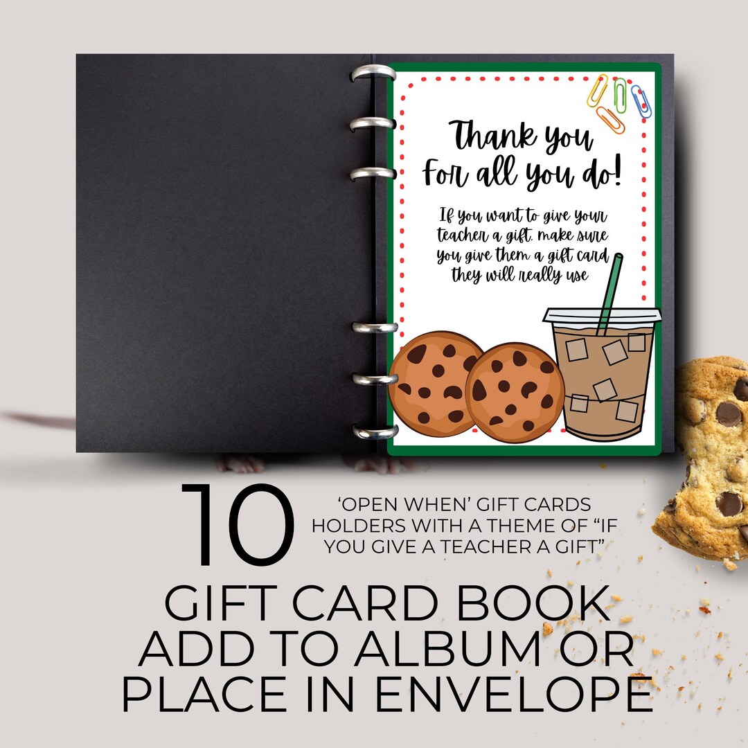 Printable If You Give A Teacher A Cookie Teacher Appreciation Gift Card ...