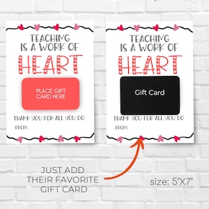 Valentine for Teacher, Printable Teacher Appreciation Gift Card Holder ...