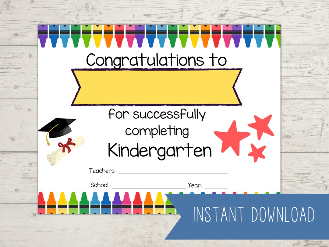 Kindergarten Graduation Diploma Certificate, Homeschool Graduation ...