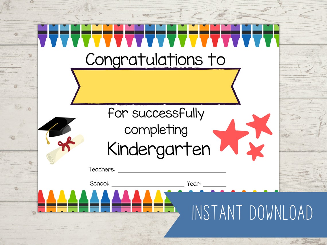 Kindergarten Graduation Diploma Kindergarten Diploma | Etsy