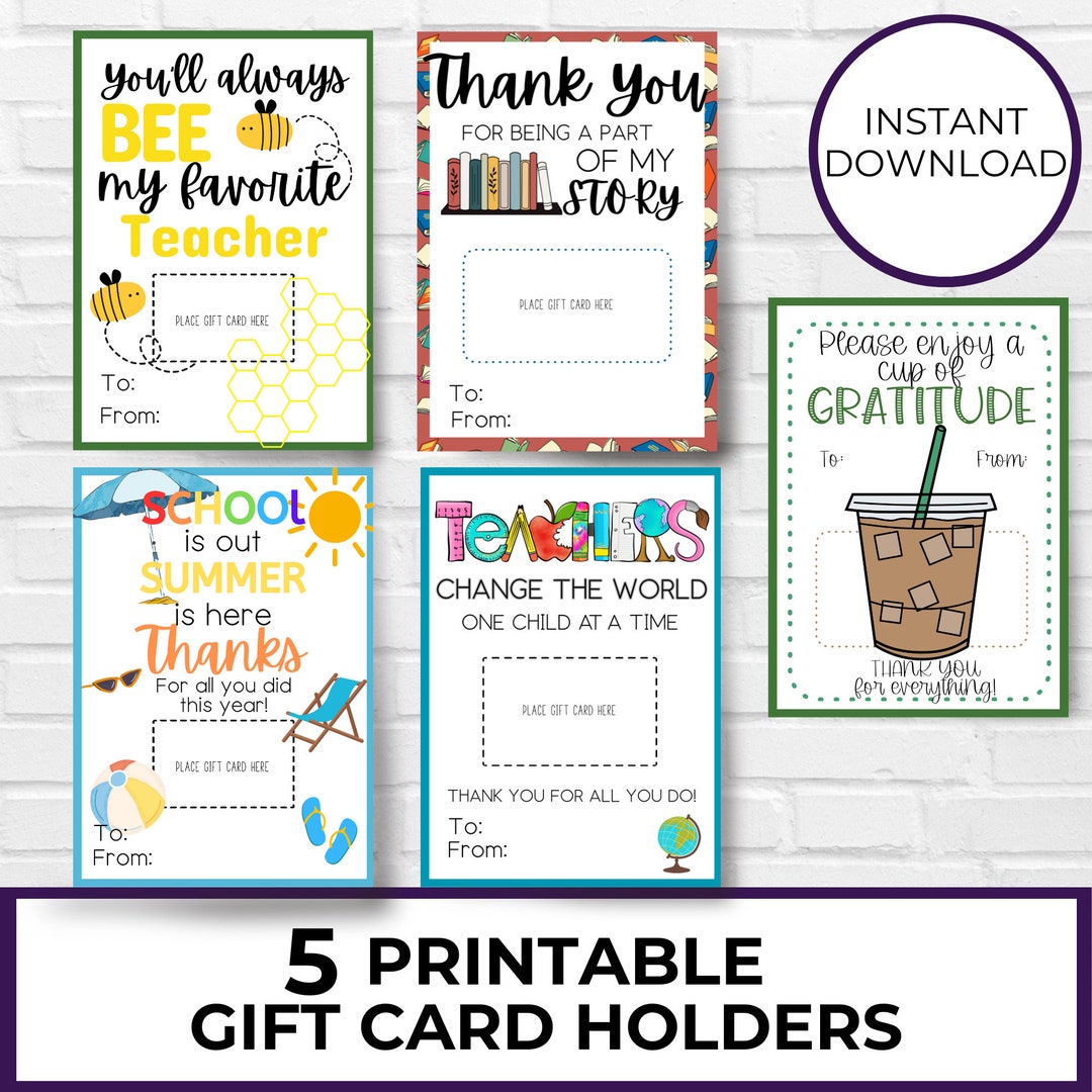 Teacher Appreciation Gift Idea, Thank You Card Bundle, Set of 5 Coffee ...