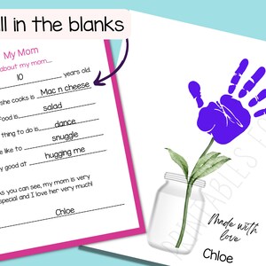 Mother's Day Gift, Birthday Handprint Art Print Printable Set, Gift for ...