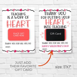 Teacher Valentine Gift Card Holder: Printable Thank You Gift (digital ...